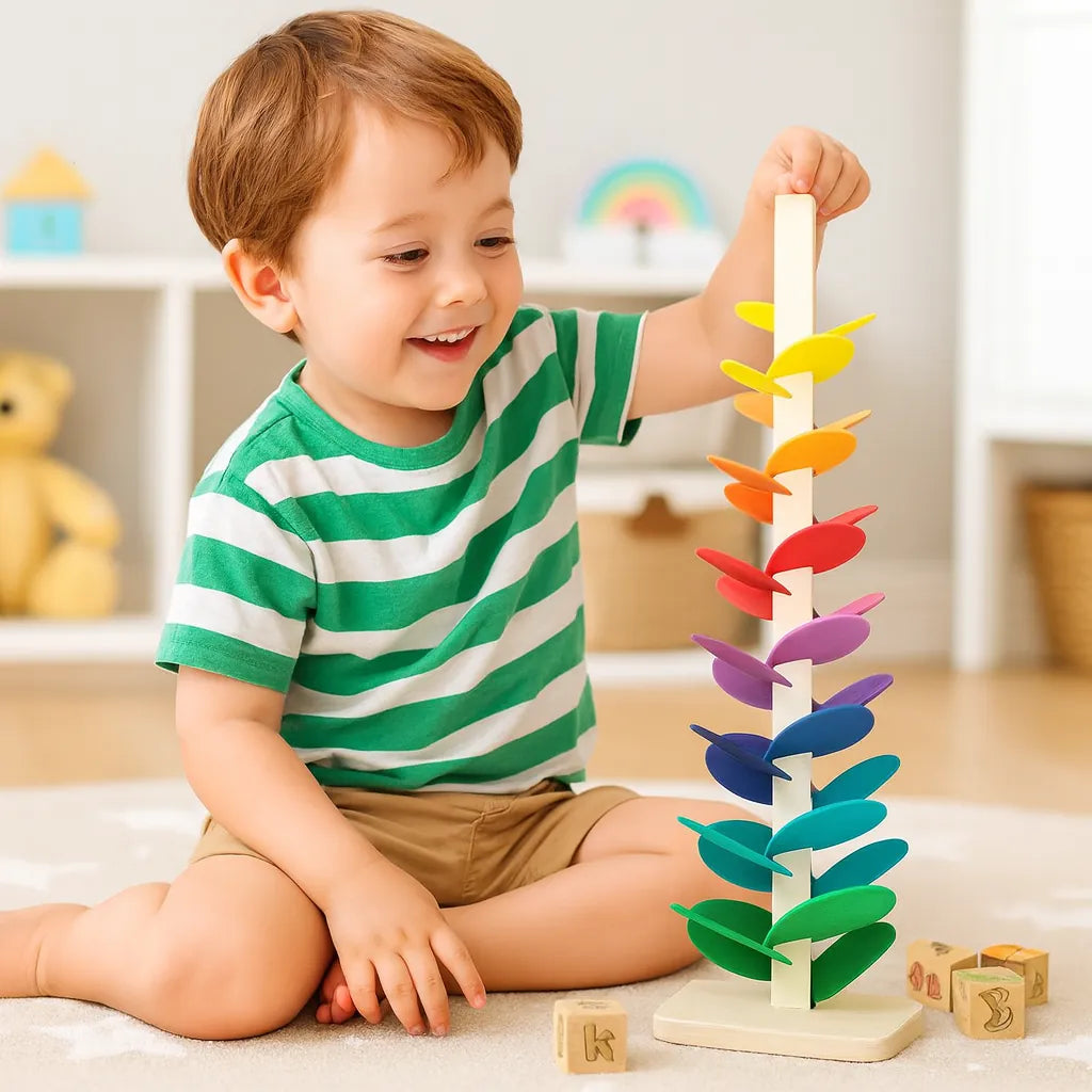 Colorful Tree Play Set | Montessori Wooden Marble Run Toy for Kids ...